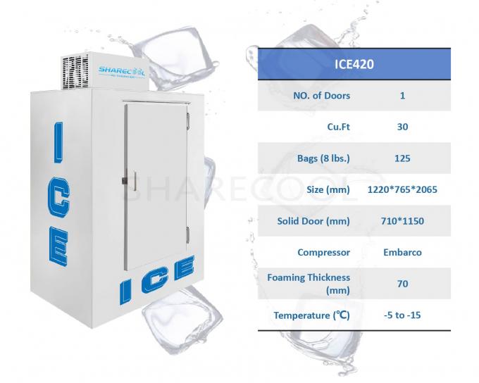 Waterproof Bagged Ice Merchandiser Stand Up Secop Compressor